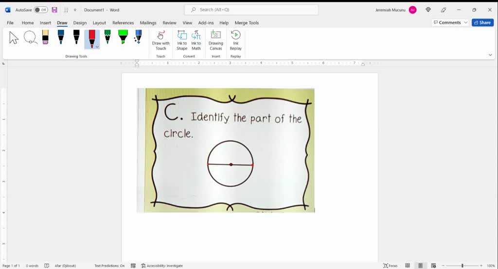 SOLVED: Identify the parts of the circle Point F center Point B ...