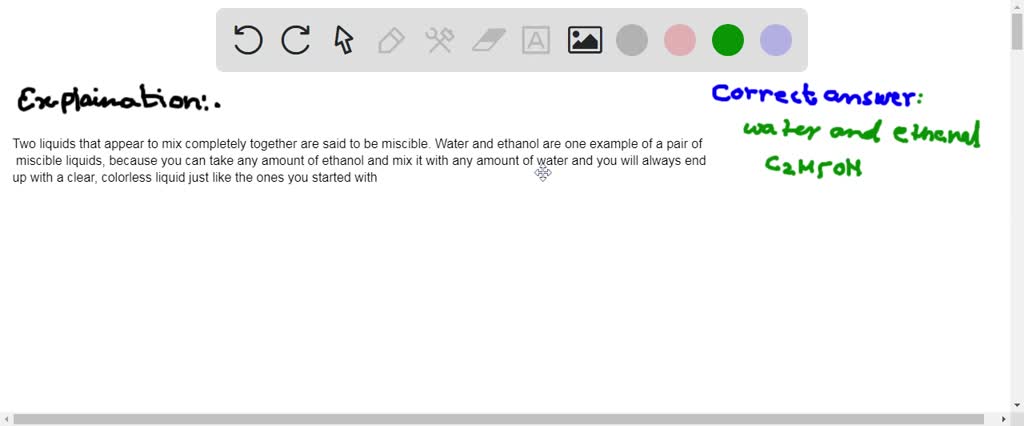 SOLVED: For each solvent, indicate if it is miscible with each other solvent. If it is miscible ...