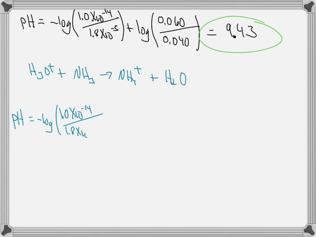 SOLVED: (a) What is the pH of a buffer solution that is 0.24 M NH3 and 0.24 M NH4+? (b) What is ...