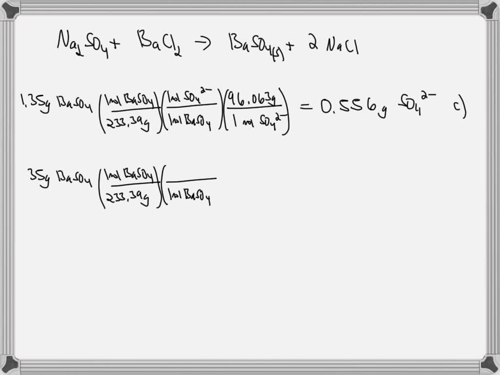 SOLVED: A sodium sulfate solution is added to a 25.0 mL sample of a solution containing Ba2 ...