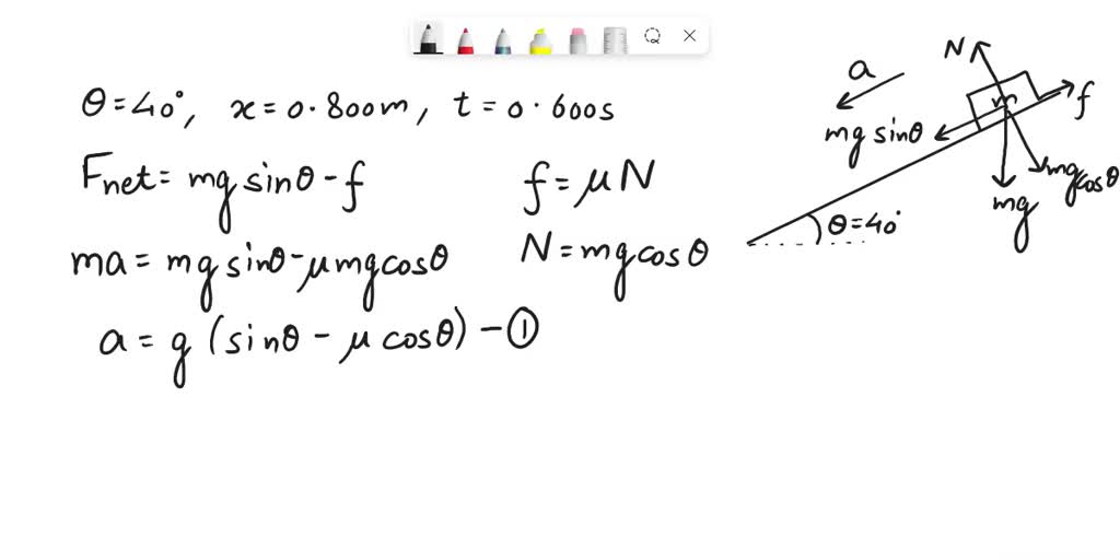 6. Block Sliding Down Rough Inclined Plane: A block slides down a rough incline sloped at an ...