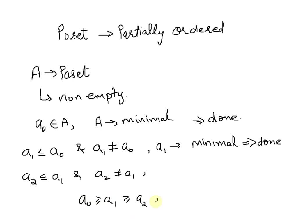SOLVED: Show that if a finite poset has only one minimal element, it must be a smallest element.