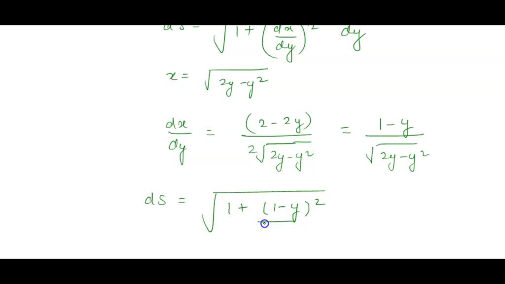 SOLVED: The curve x = sqrt( (2y-y^2) ) with 0