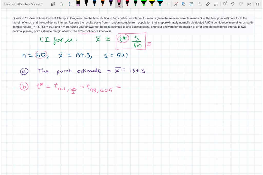 SOLVED: Use the t-distribution to find a confidence interval for the ...