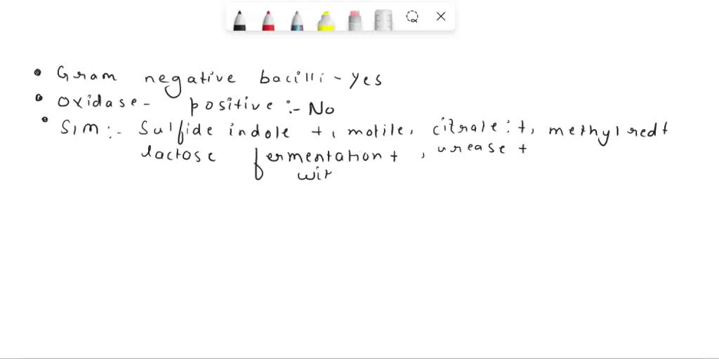 SOLVED: Oxidase SIM: sulfide indole +, motile citrate methyl red ...