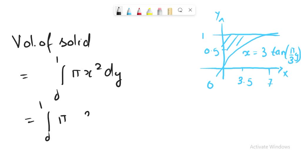 SOLVED: Find the volume of the solid generated by revolving the shaded ...