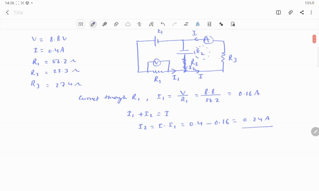 SOLVED: In the circuit shown in the figure, the ideal ammeter measures 0.4A in the indicated ...