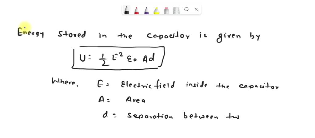 SOLVED: The electric potential energy of parallel plate capacitor is ...
