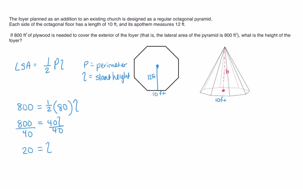SOLVED: The foyer planned as an addition to an existing church is ...