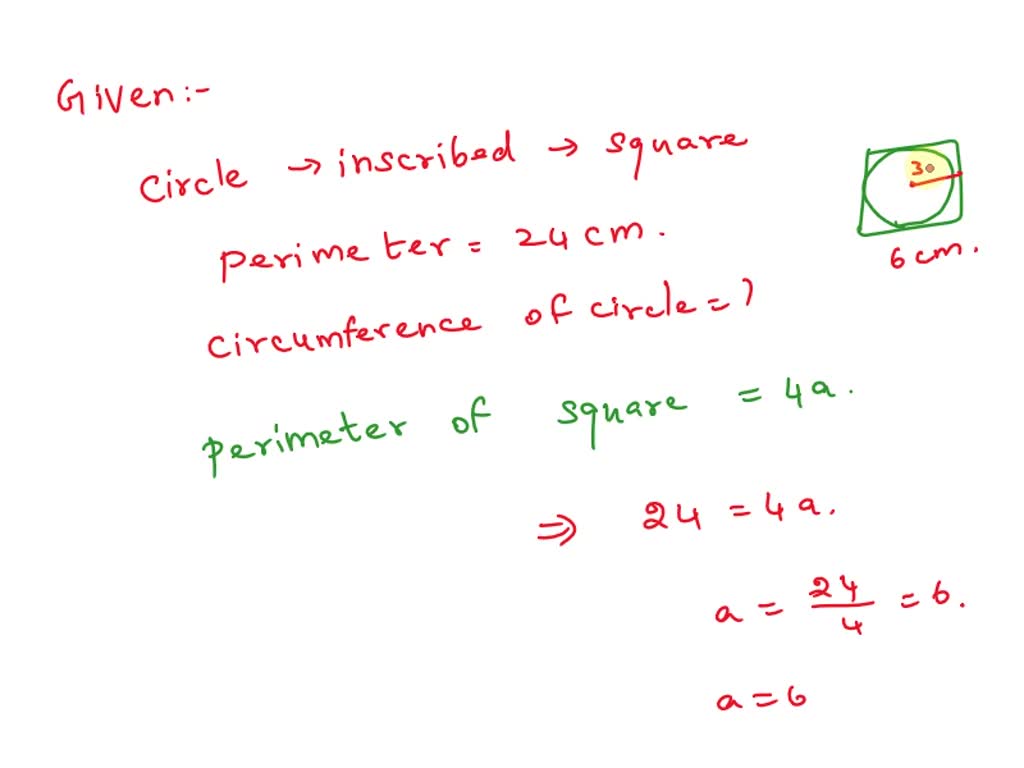 SOLVED: A square is inscribed in a circle of radius 2√2 cm. The length of its side is ...