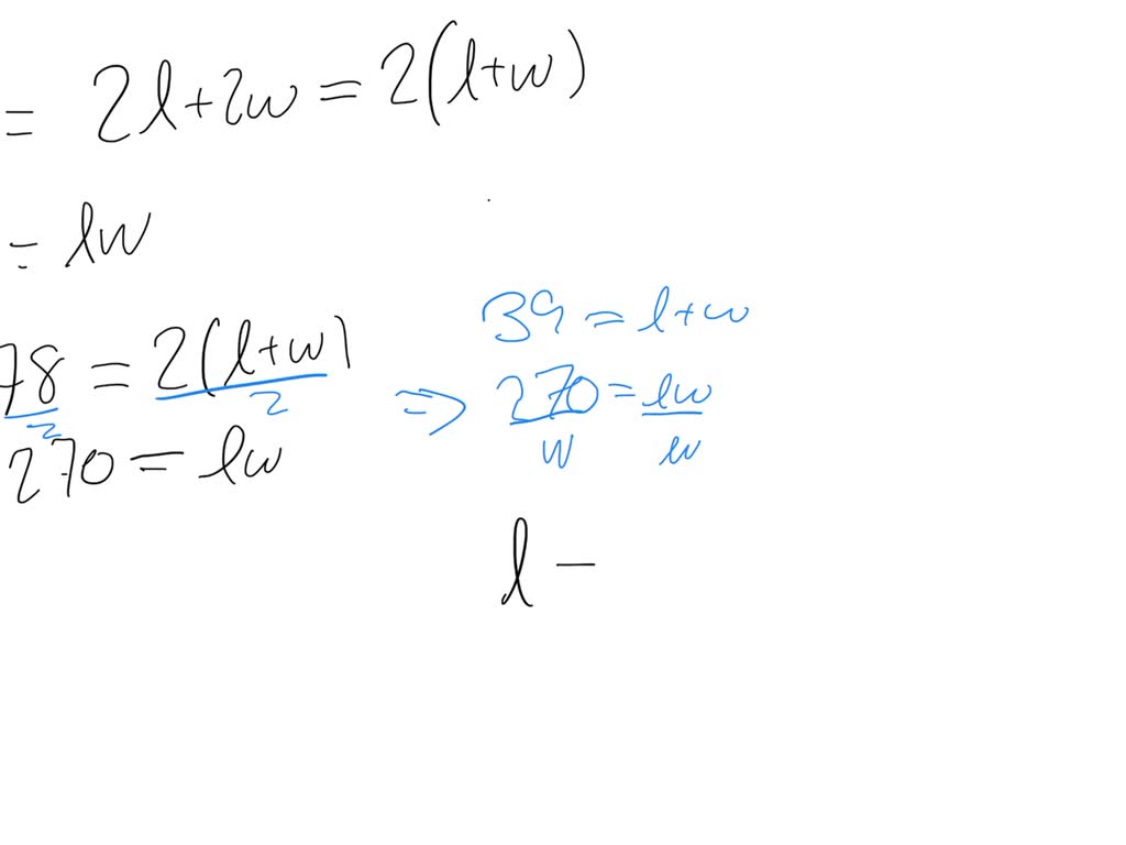 SOLVED: The perimeter of a rectangular concrete patio is 78 meters. The ...