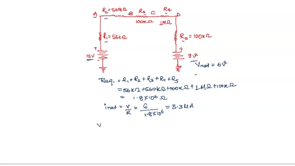 SOLVED: Determine the voltage at each point with respect to ground in ...