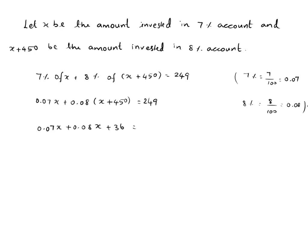 SOLVED: Emma has money in two savings accounts. One rate is 7% and the ...