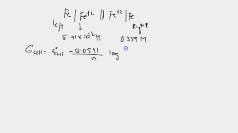 A concentration cell similar to the one shown is composed of two Fe ...