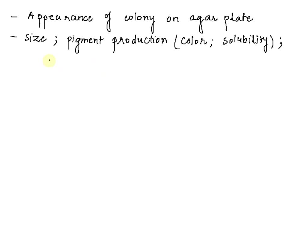 SOLVED: Colony morphology characteristics of Staphylococcus aureus Size ...