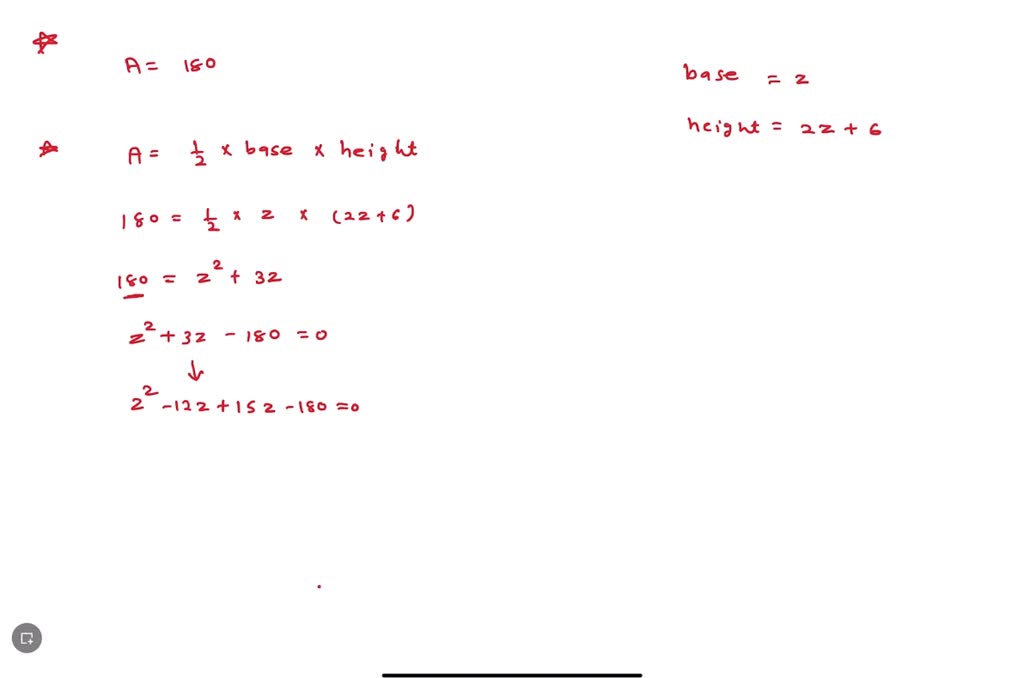 SOLVED: Kyla makes a triangular school pennant. The area of the ...