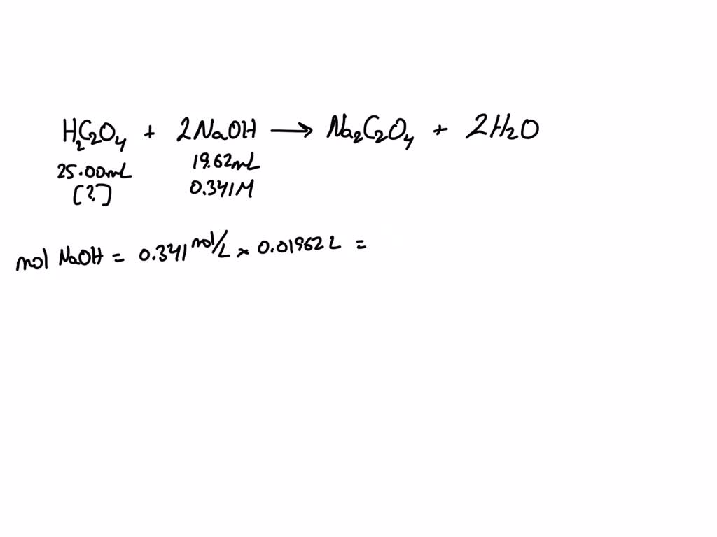 Oxalic acid reacts with sodium hydroxide according to the following ...