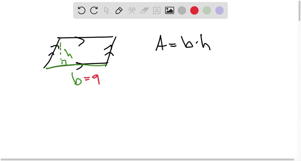 SOLVED: 'The parallelogram shown below has an area of 54 units 9 8 h ...