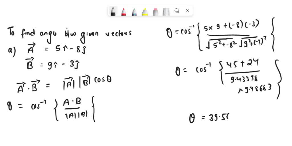 SOLVED: Using the definition of the scalar product, find the angle ...