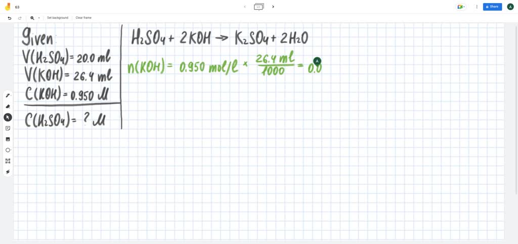 SOLVED: The reaction of sulfuric acid (H2SO4) with potassium hydroxide ...