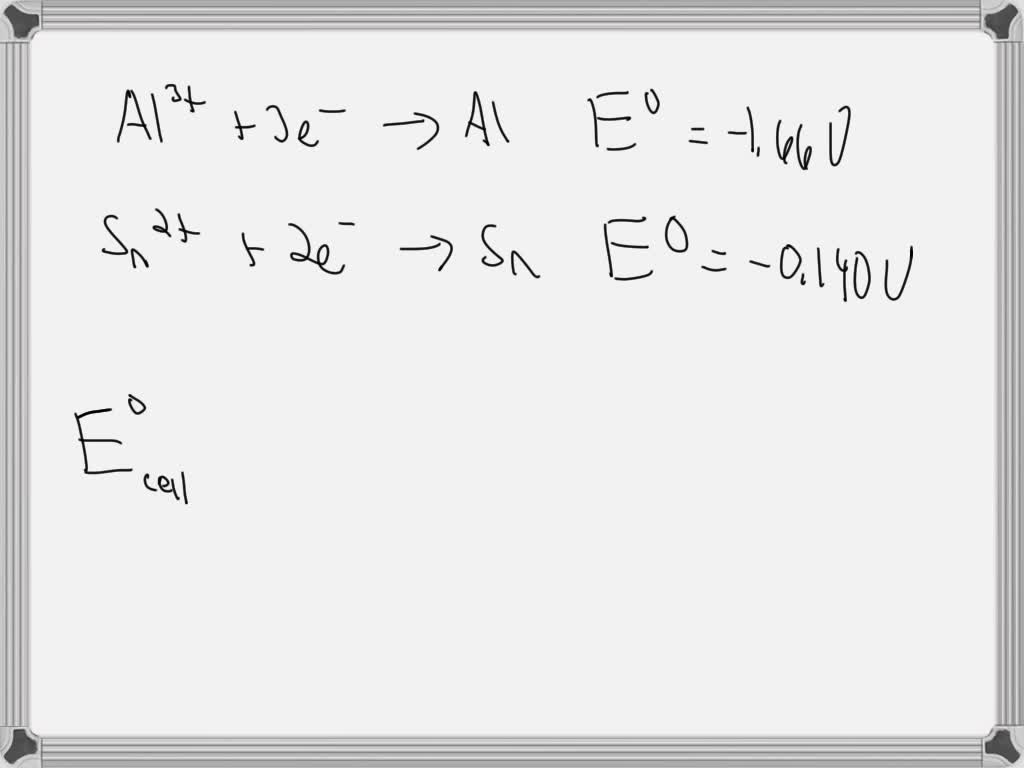 Solved Calculate The Standard Cell Potential Given The Following