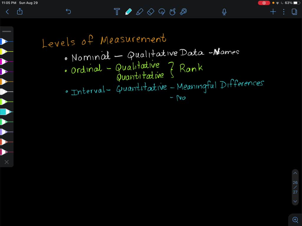 SOLVED: For Exercises 23–30, classify each as nominal-level, ordinal-level, interval-level, or ...