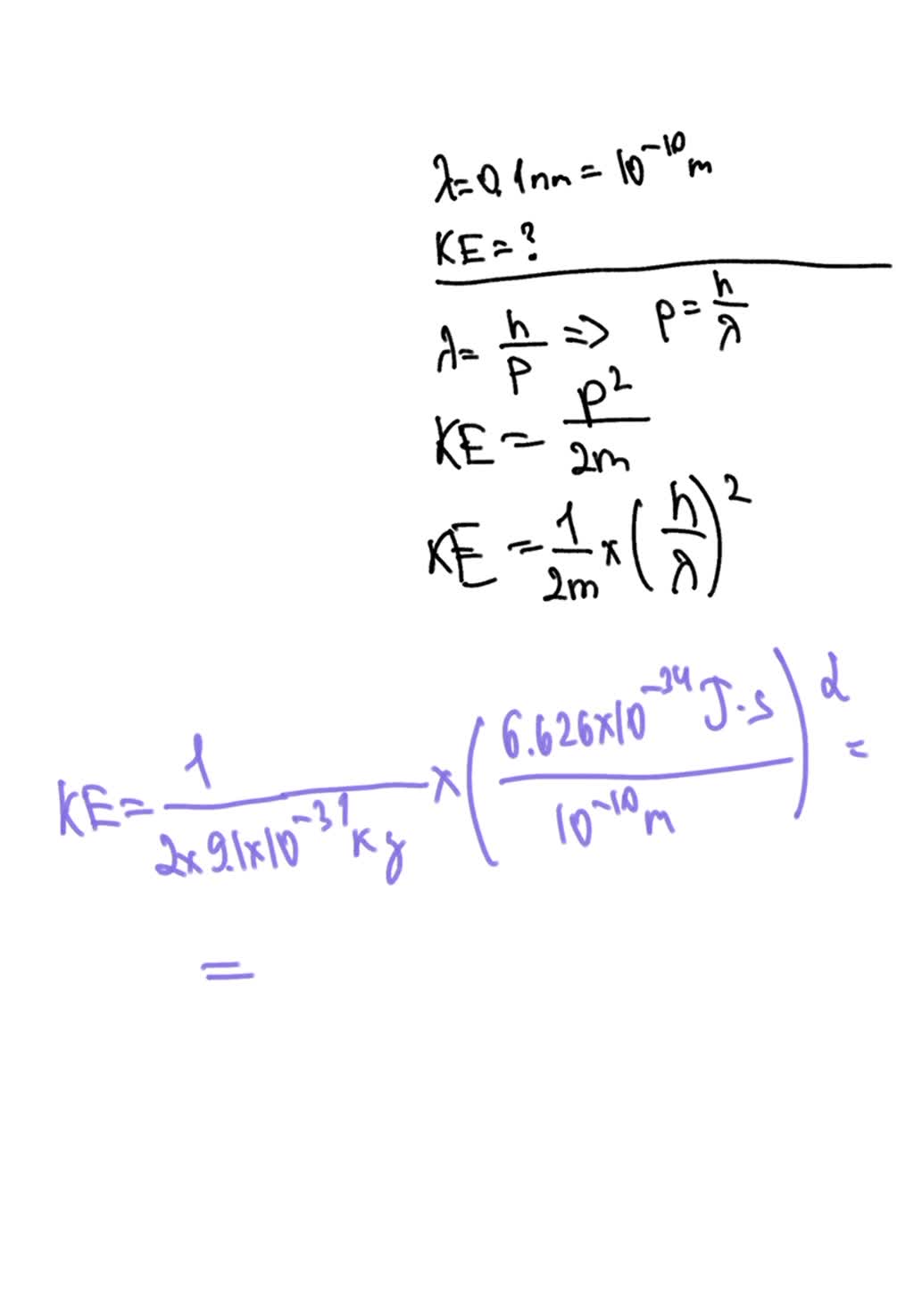 SOLVED: Electrons have been used to determine molecular structure by diffraction. Calculate the ...