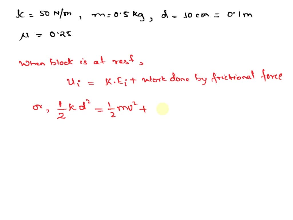SOLVED: The block shown in the figure below is released from rest when the spring is stretched ...
