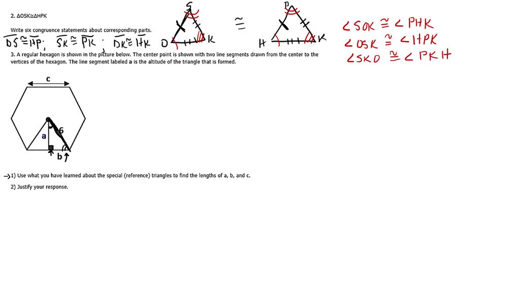 SOLVED: Write six congruence statements about corresponding parts. A regular hexagon is shown in ...