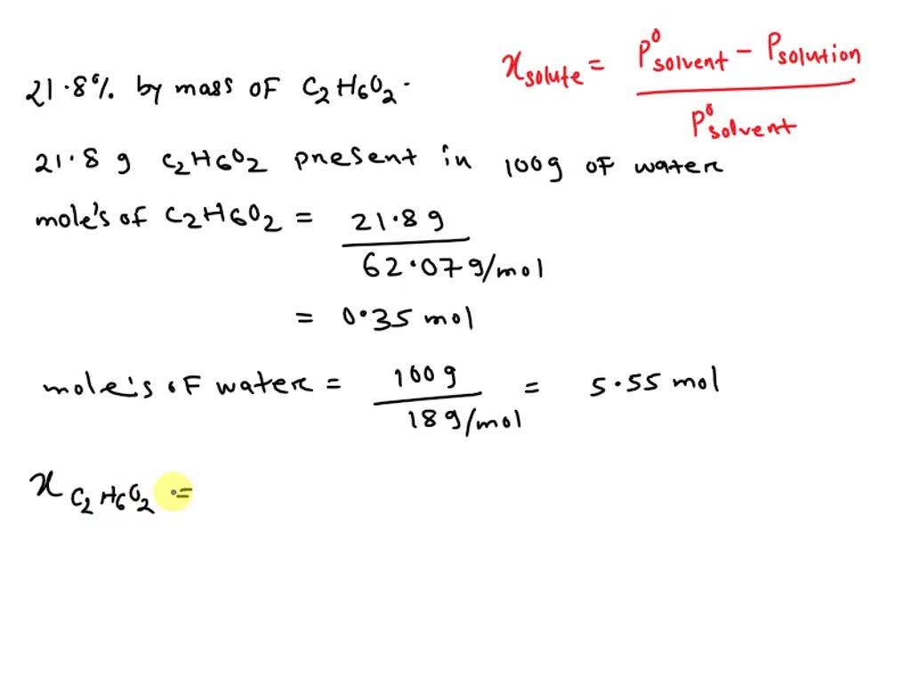 SOLVED: Determine the vapor pressure of an aqueous ethylene glycol ...