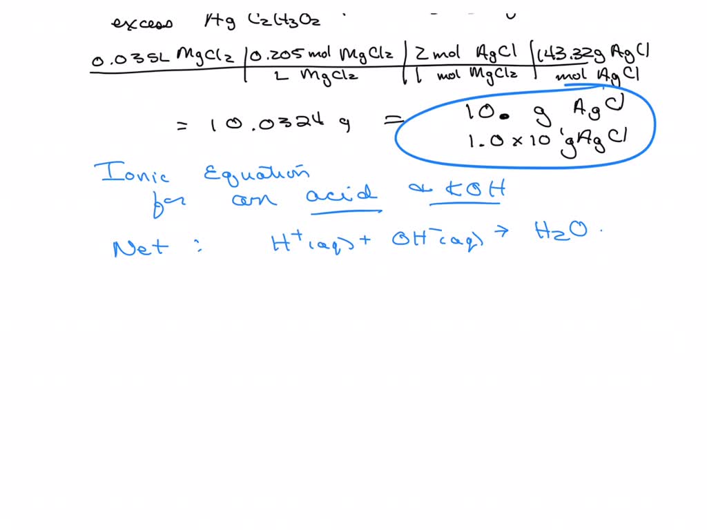 SOLVED: 1) Consider the following balanced chemical equation then determine how much AgCl, in ...