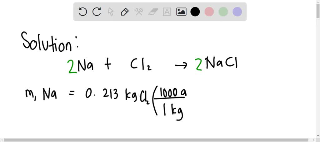 SOLVED: A sample of sodium reacts completely with 0.213 kg of chlorine, forming 351 g of sodium ...