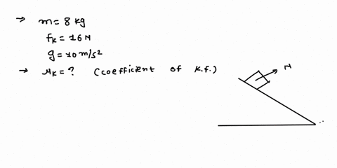 An 8 kg object accelerates down the rough inclined plane as...