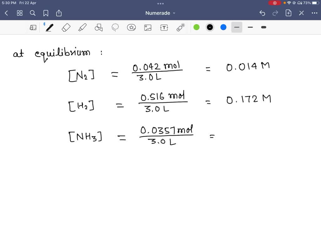 SOLVED: A mixture of 2.00 mol of N2, 2.00 mol of H2 and 2.00 mol of NH3 ...