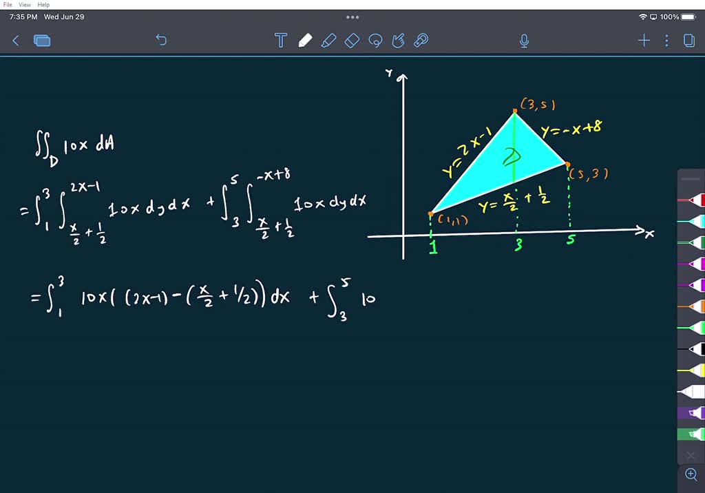 SOLVED: Calculate the double integral of f(,y) over the triangle ...