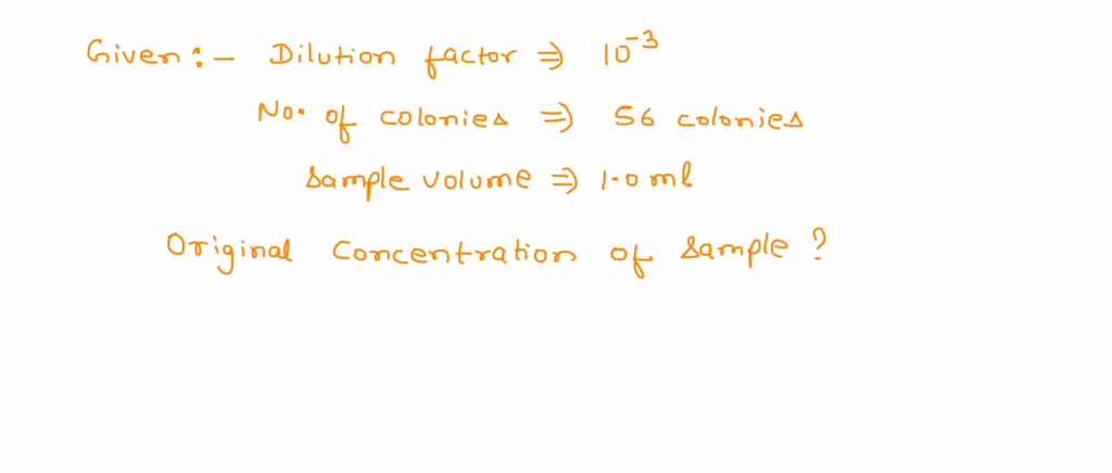 SOLVED: If 1.0mL of a sample tube diluted by a factor of 10-3 produced ...