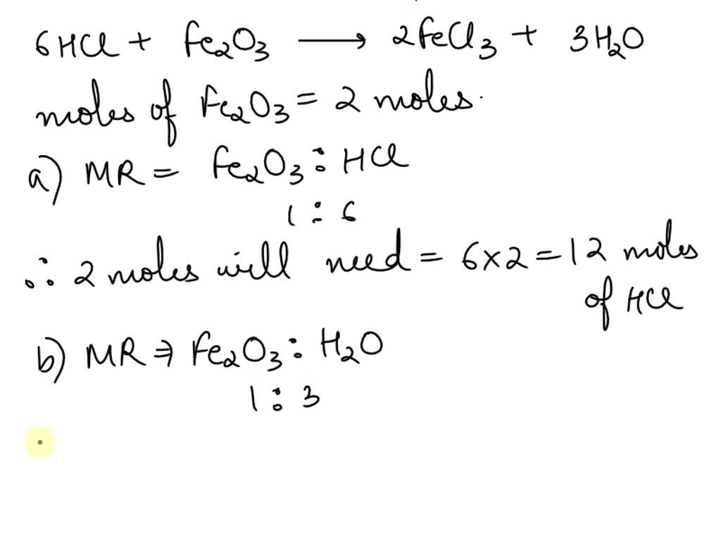 SOLVED: When hydrochloric acid reacts with iron(III) oxide, water and ...