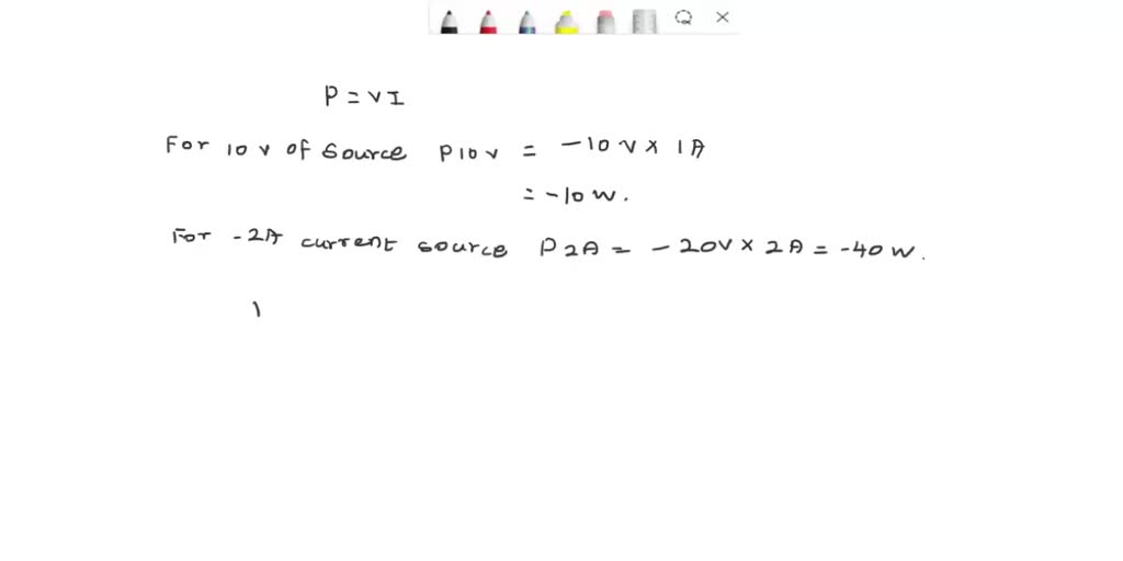 SOLVED: Q1. Find current I, voltages V1 and V2, and calculate power for each element. Why for ...