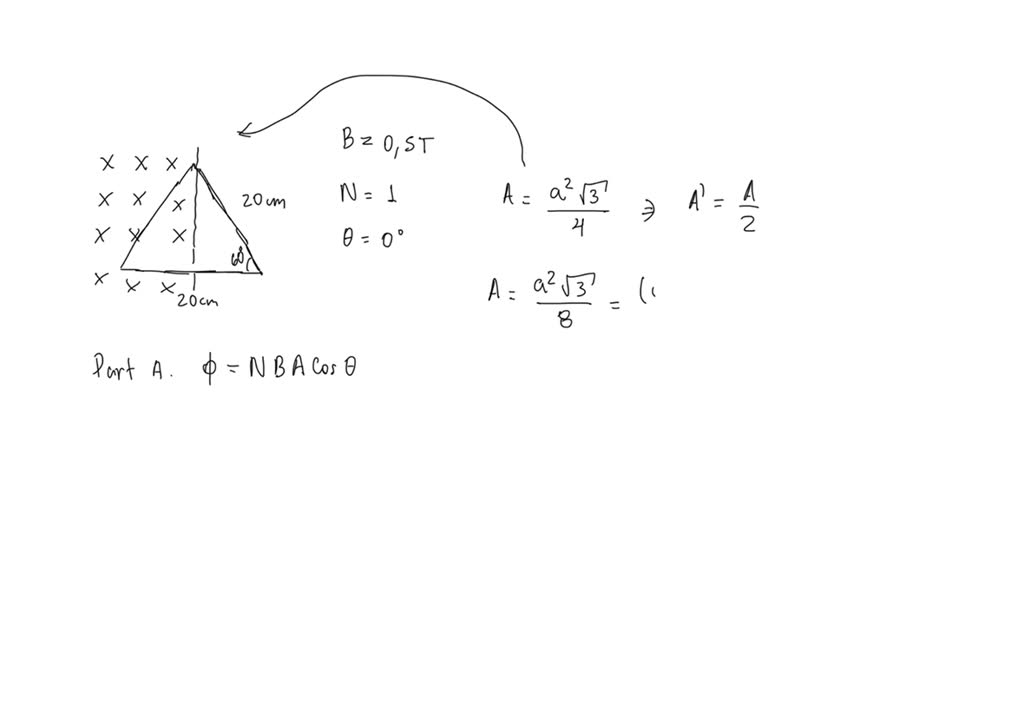SOLVED: The metal equilateral triangle in the figure is 20 cm on each ...