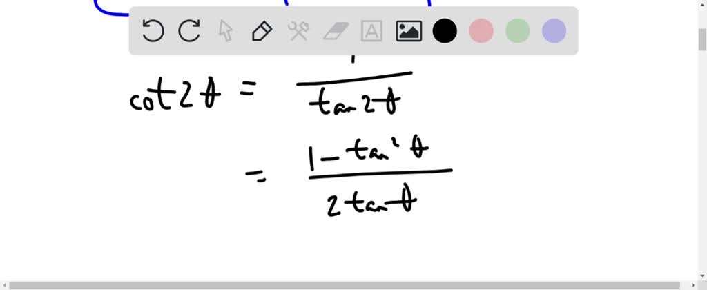 SOLVED:Establish each identity. $\cot (2 \theta)=\frac{1}{2}(\cot ...