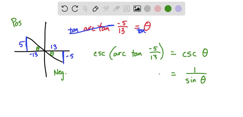 SOLVED: 1. Give the EXACT value (NQ decimals) of csc (arctan Show the right triangle You use for ...