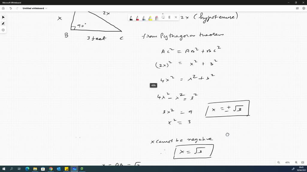 SOLVED: The hypotenuse of a right triangle is twice the length of one ...