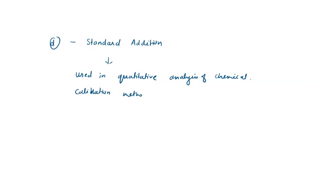 SOLVED: The standard addition method (often referred to as"spiking" the ...