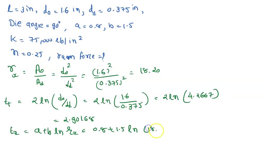 SOLVED: A cylindrical steel billet (lead) of 3 inches diameter is ...