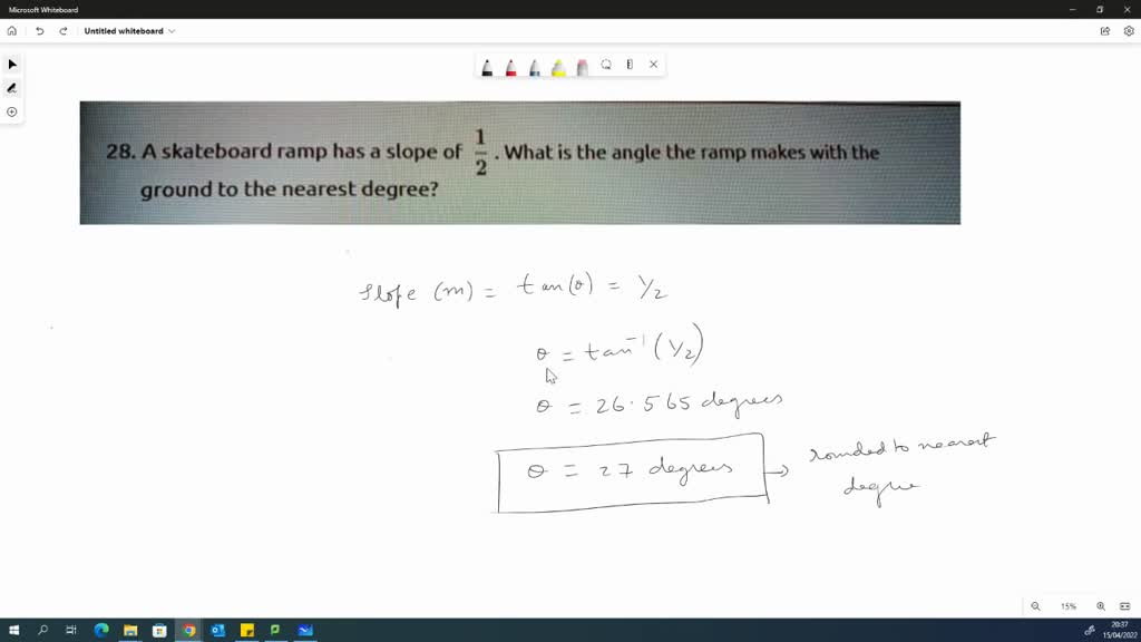 SOLVED: a skateboard ramp makes a 22 degree angle. to the nearest foot ...