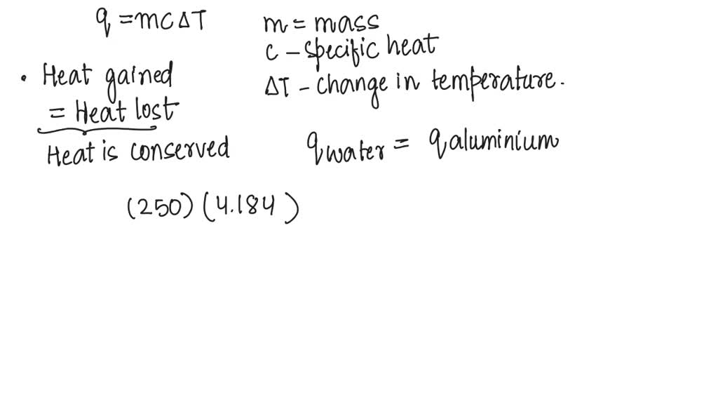 SOLVED: The specific heat constant for aluminum is 0.213 cal/g°C. If 50 ...