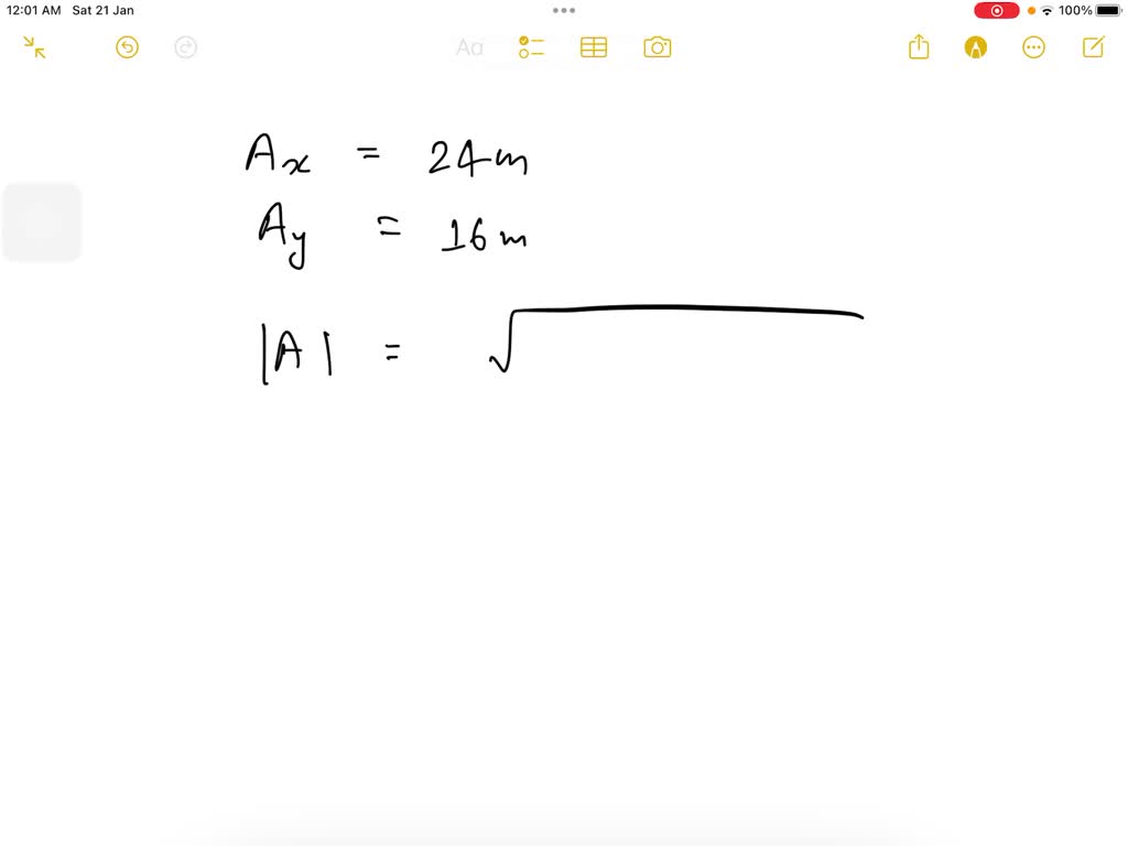 SOLVED: A vector has the components Ax=29m and Ay=11m . What is the ...