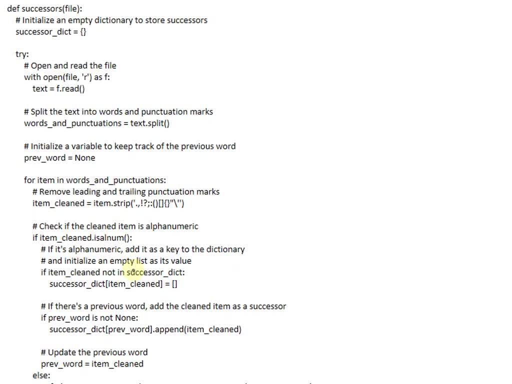 SOLVED: eturns a dictionary whose keys are included words (as is), and ...