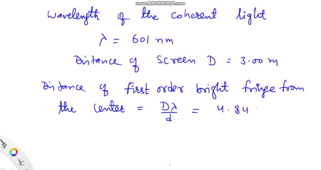 SOLVED: Review onstants Coherent light with wavelength of 640 nm passes through two very narrow ...