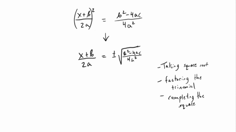 Complete the steps of the derivation of the quadratic...